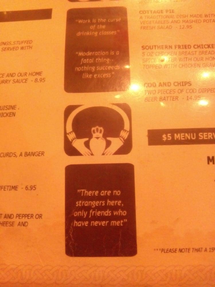 Menu at Johnnie Fox's Irish Snug pub & bar, Vancouver