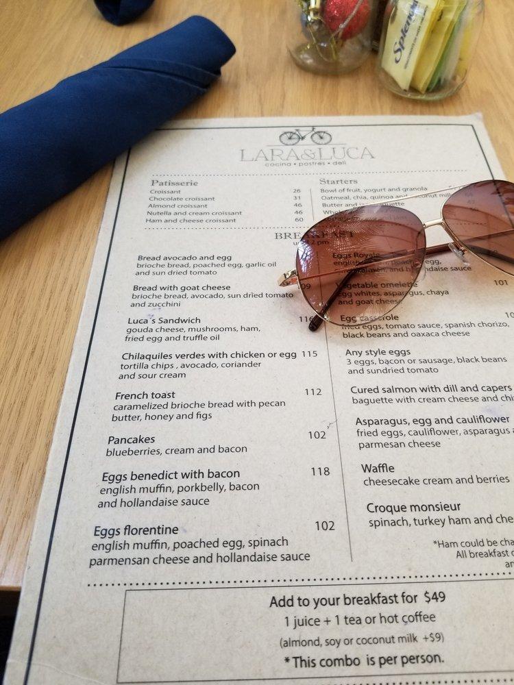 Menu at Lara&Luca Playa del Carmen restaurant, Playa del Carmen