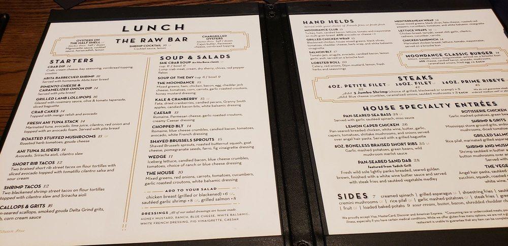 Menu at Moondance Grill pub & bar, Germantown