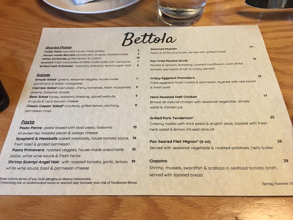 Menu at Bettola Bistro pub & bar, Aurora