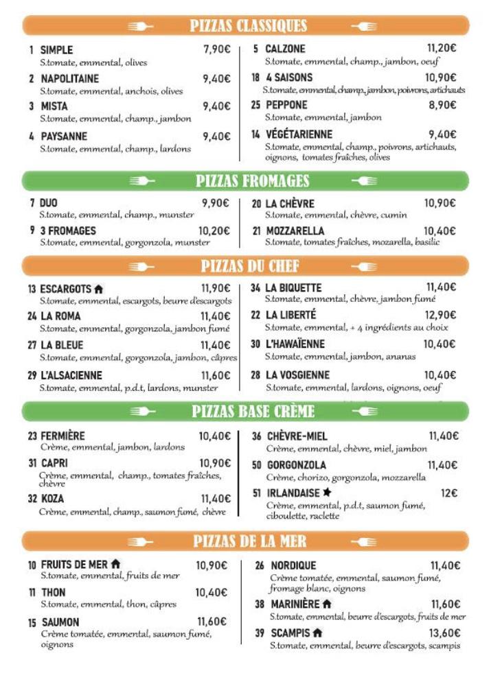 Menu au Duo Pizza pizzeria, Rumersheim-le-Haut