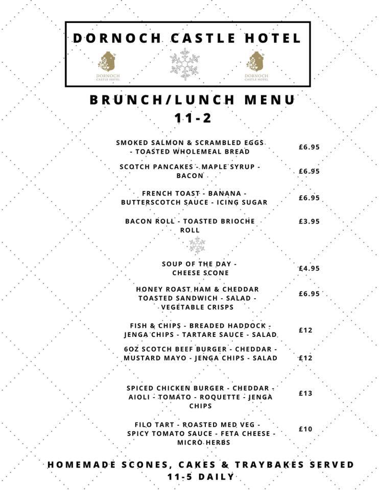 Menu at Dornoch Castle Whisky Bar & Dining. Takeaway Pizza!, Dornoch