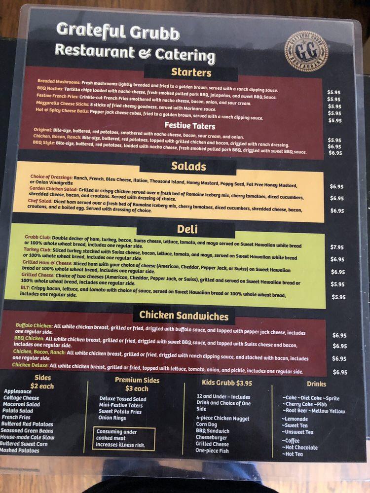 Menu at Grateful Grubb BBQ, North Vernon