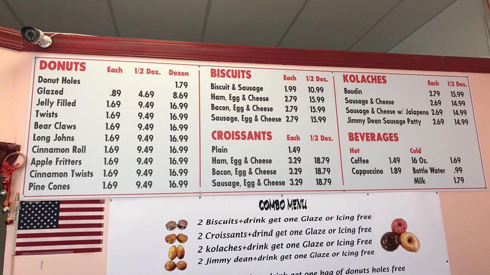 Menu at KING DONUTS restaurant, Waveland