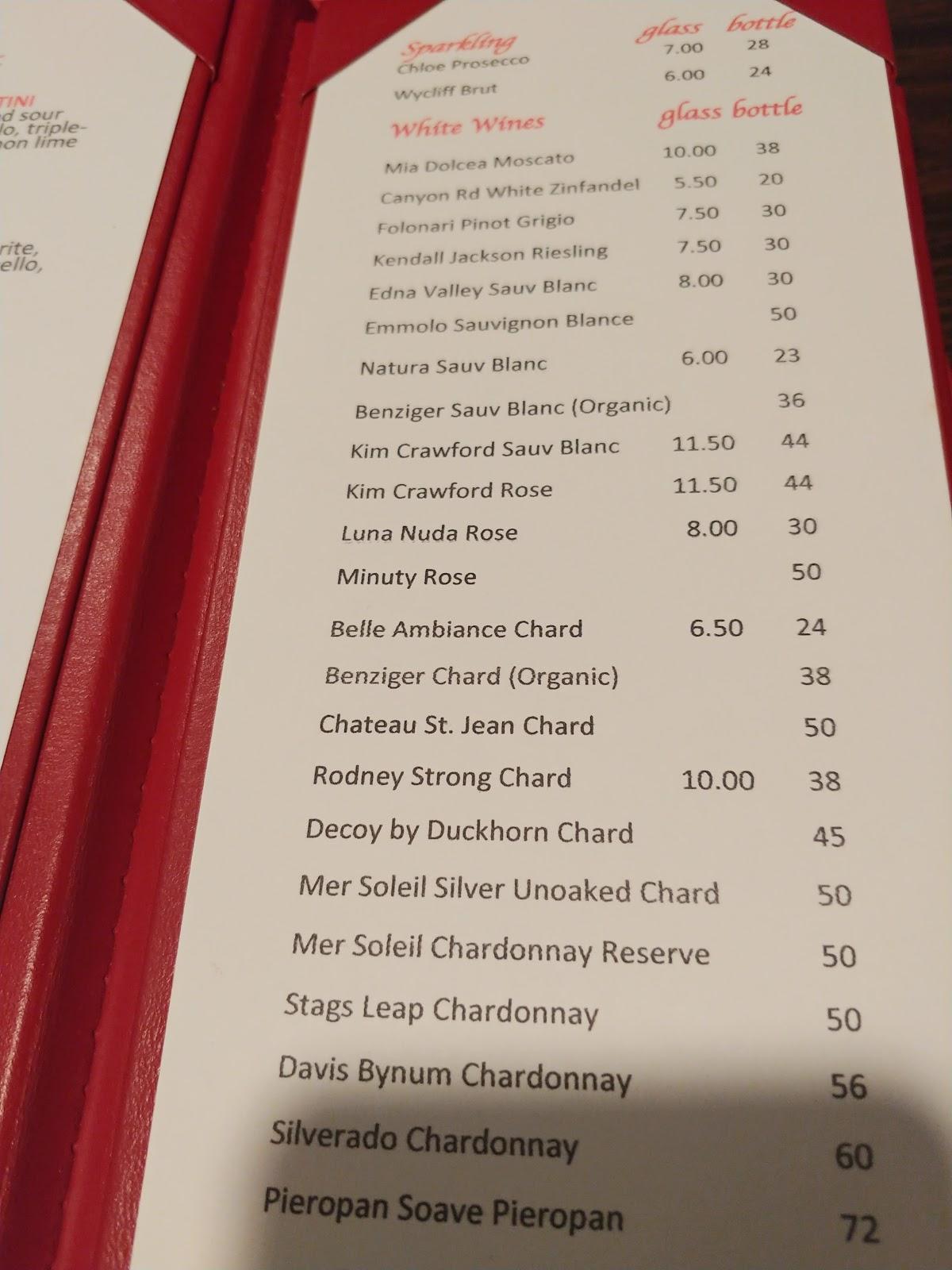 Menu at Mezzo is Now Gibson's steakhouse, Midway