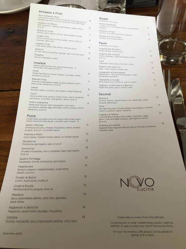Menu at Novo Cucina pub & bar, Dunwoody