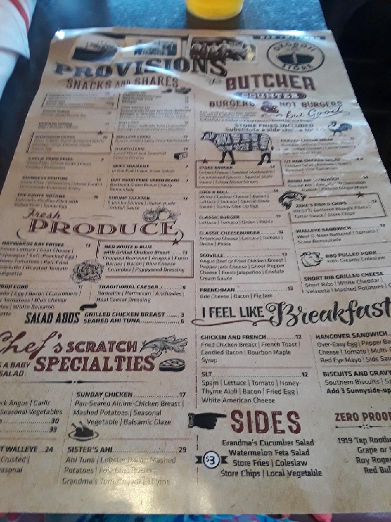 Menu at Okoboji Store pub & bar, Okoboji