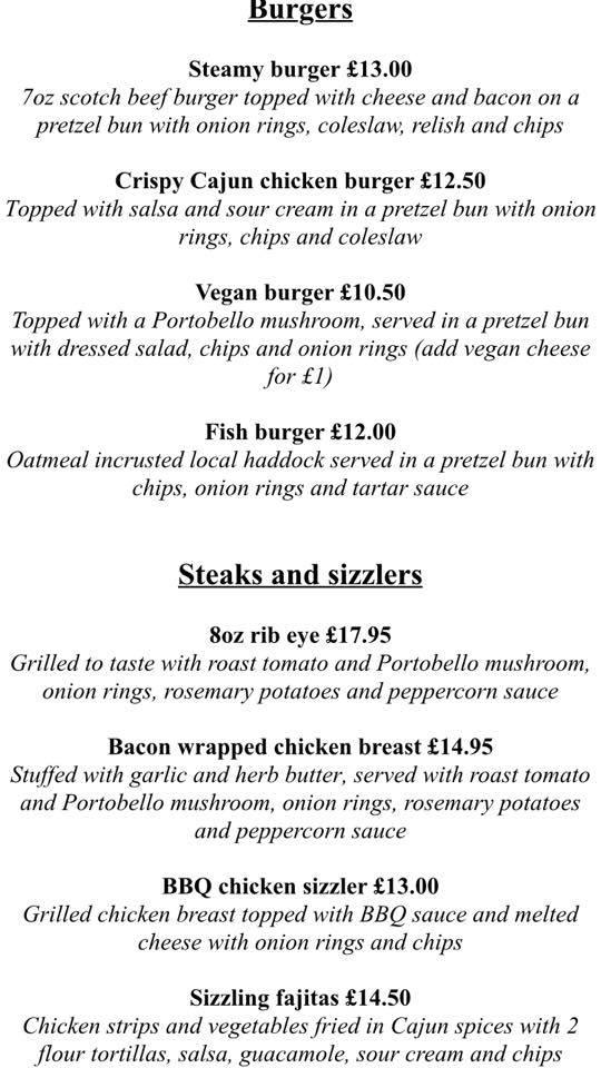 Menu at Central House pub & bar, Mallaig