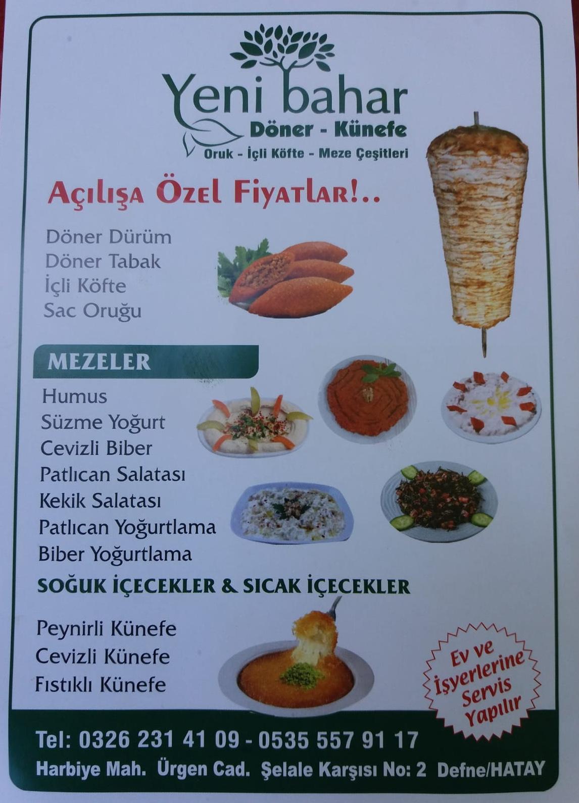 Menu at YENİ BAHAR DÖNER & KÜNEFE, Antakya
