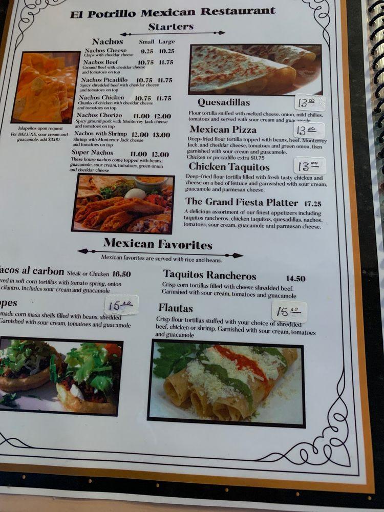 Menu at El Potrillo restaurant, Kelso, 300 Pacific Ave S