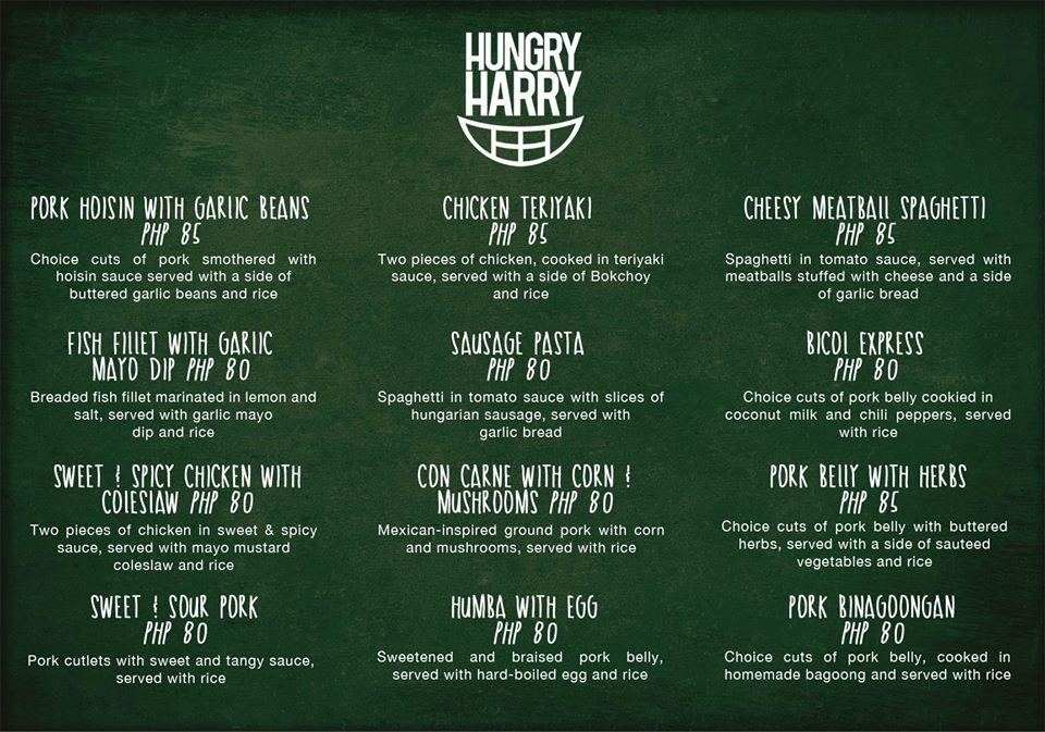 Menu at Hungry Harry, Cebu City