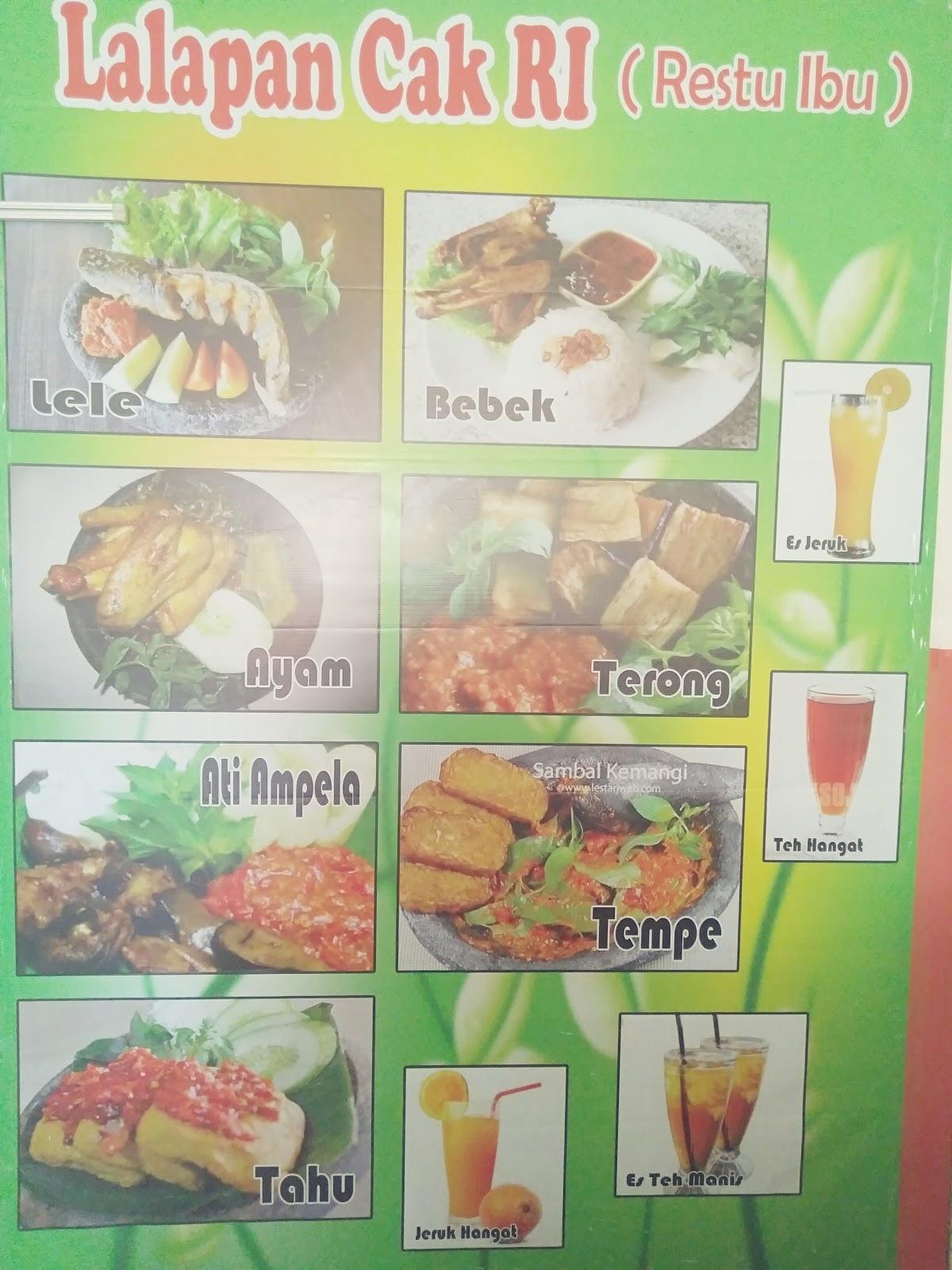 Menu at Warung Nasi Uduk "Restu Ibu" restaurant, Malang
