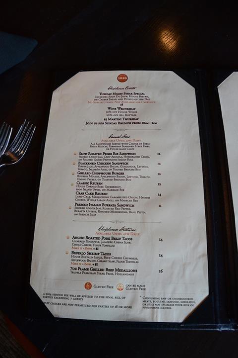 Menu at 1818 Chophouse steakhouse, Edwardsville, Bennett Dr