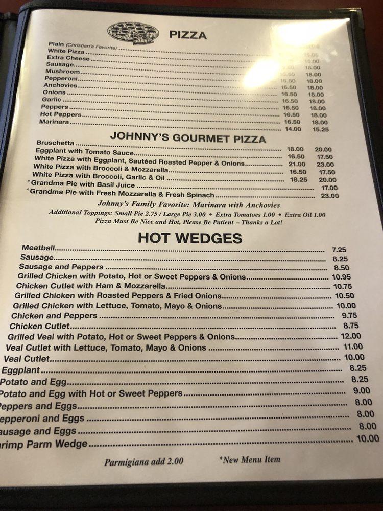 Menu at Johnny's Pizzeria, Mount Vernon