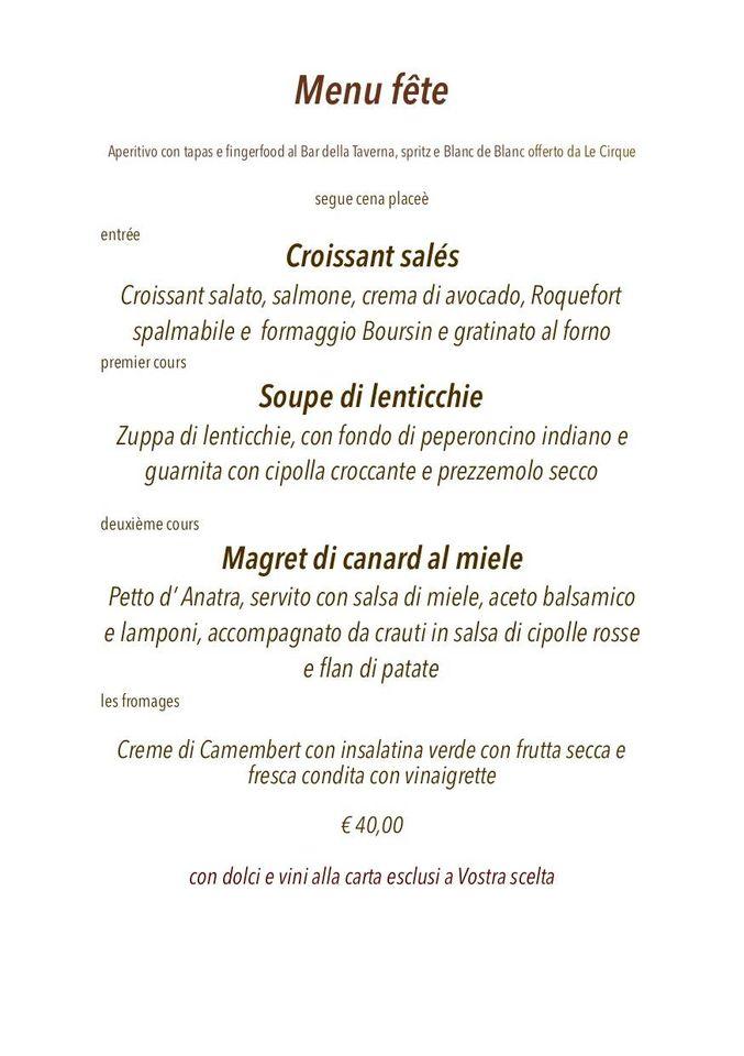 Menu da La Taverna di Le Cirque - private restaurant, Firenze, Via ...