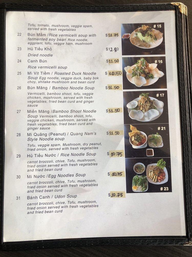 Menu at New Hoa Dang Vegetarian Restaurant, San Jose