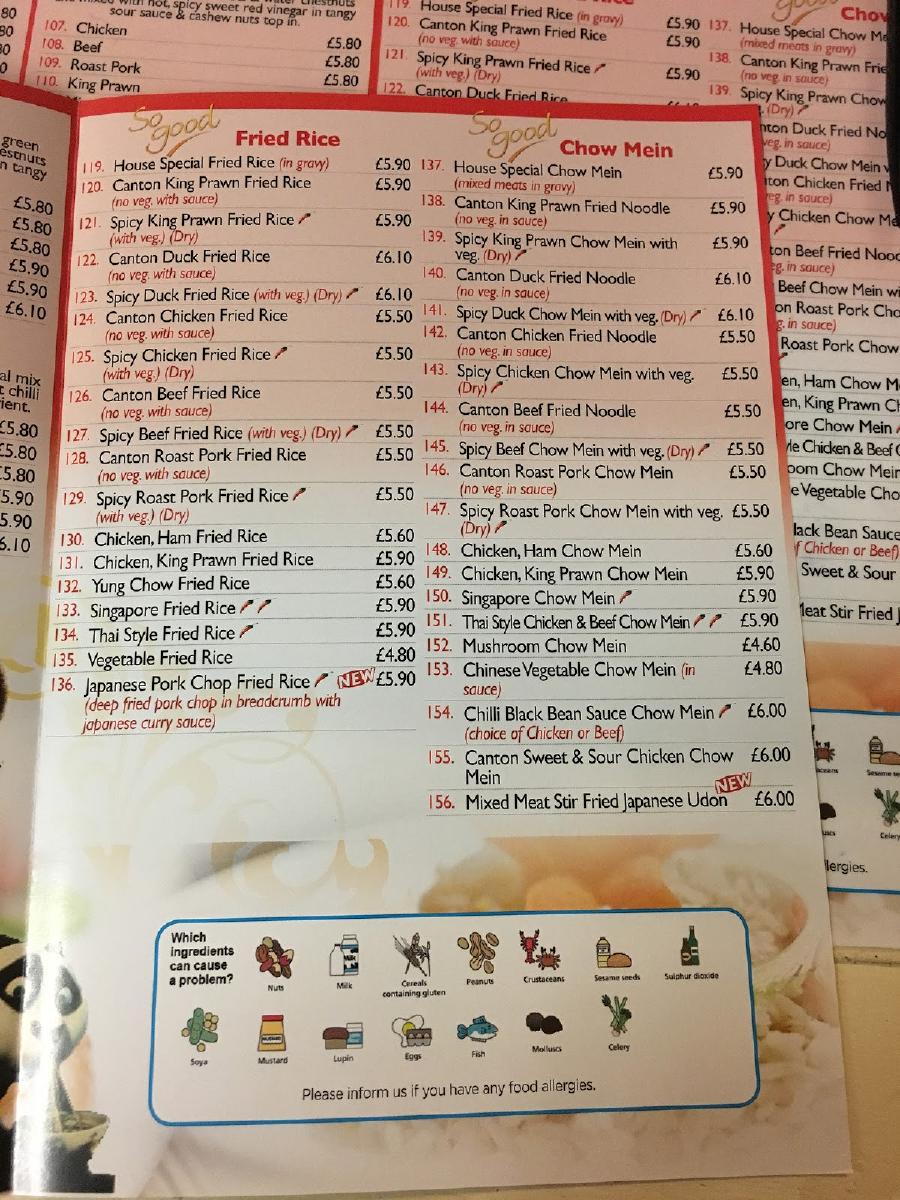 Menu at So Good fast food, Leven