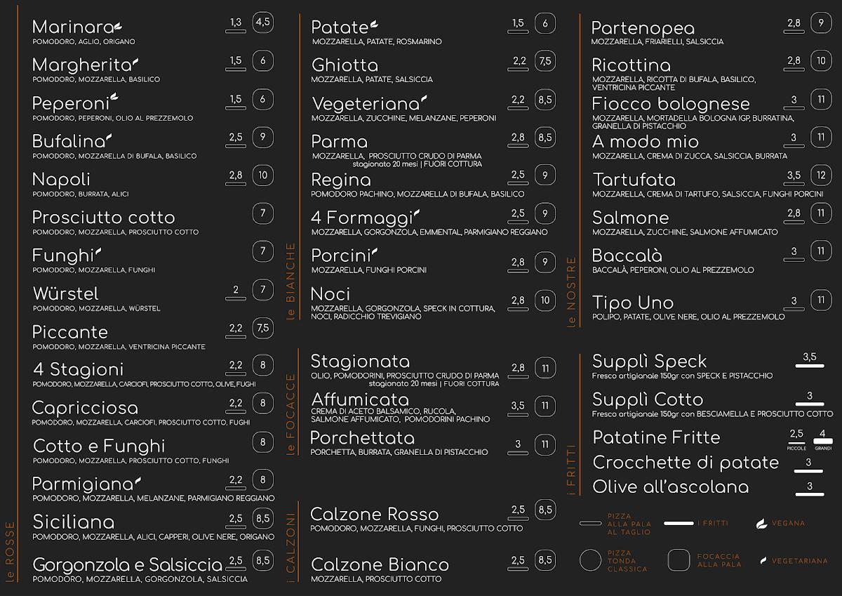 Speisekarte von TIPO UNO pizzeria, Montesilvano