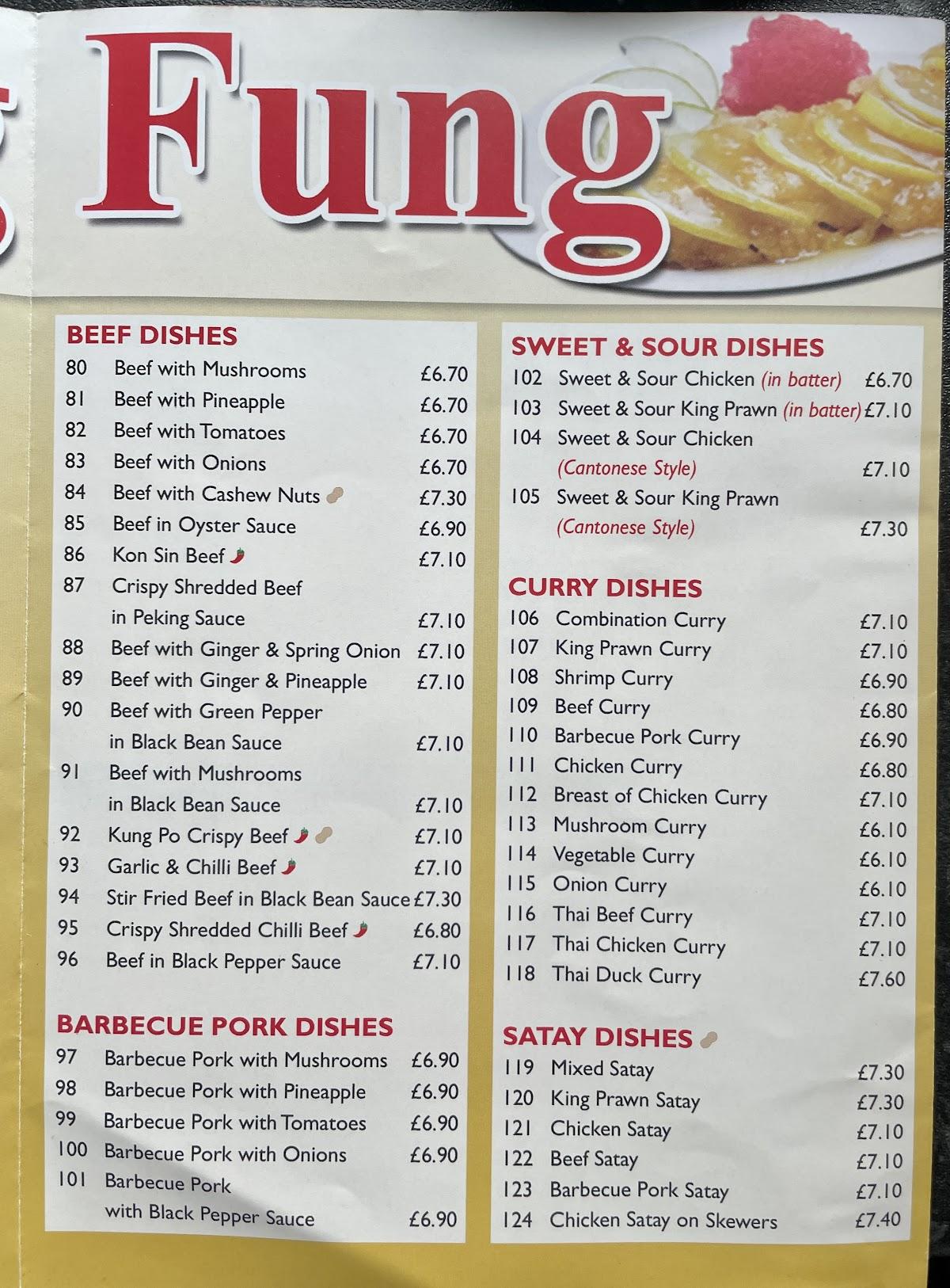 Menu at Wing Fung Restaurant, Wishaw, 123 Main St