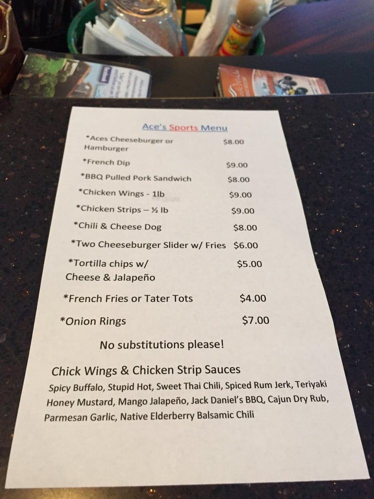 Menu at Aces Sports Bar & Grill, Lincoln City, NE 50th St