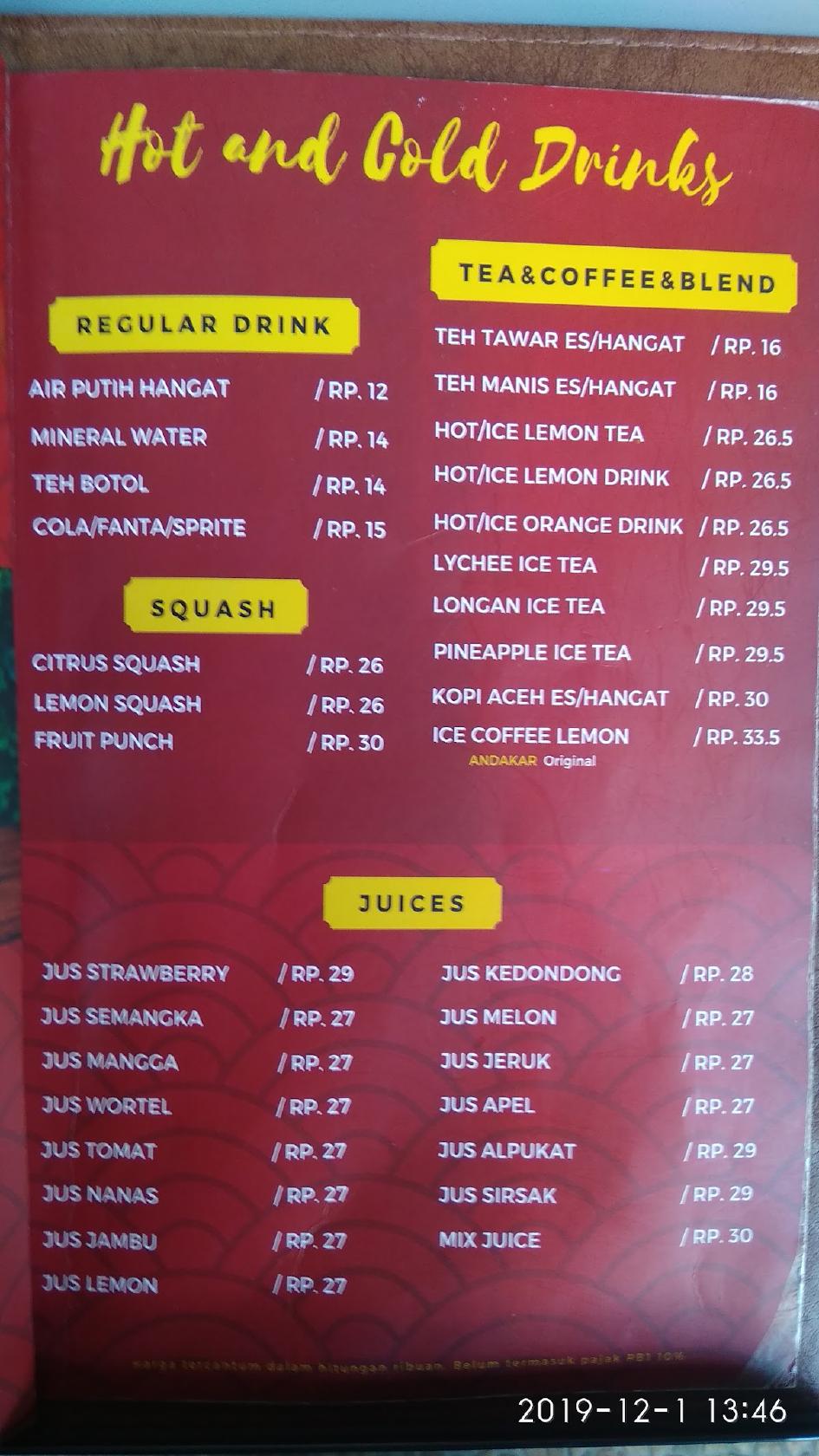 Menu at Andakar Steak - Radio Dalam steakhouse, Jakarta, Jl. Bri Radio ...