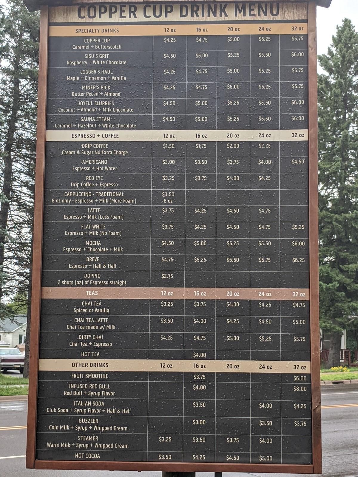 Menu at Copper Cup pub & bar, Ironwood