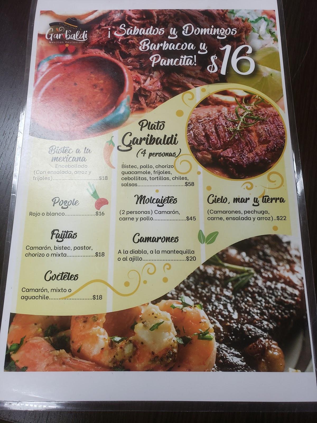 Menu at Fiesta Garibaldi restaurant, Toronto