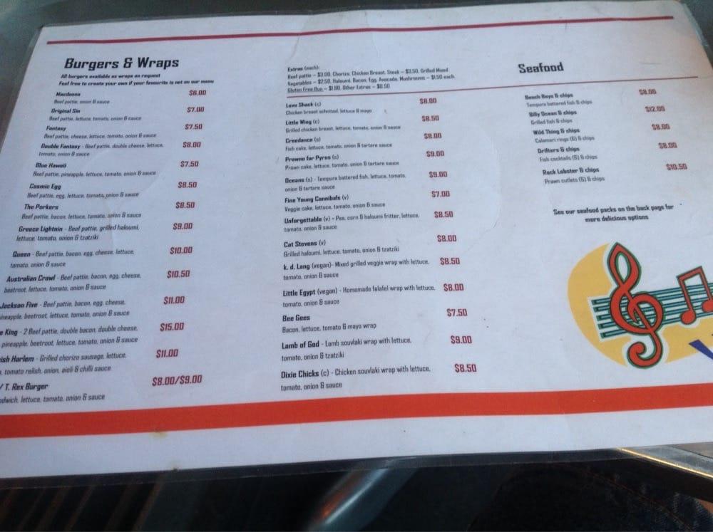 Menu at Dean's Diner restaurant, Newtown