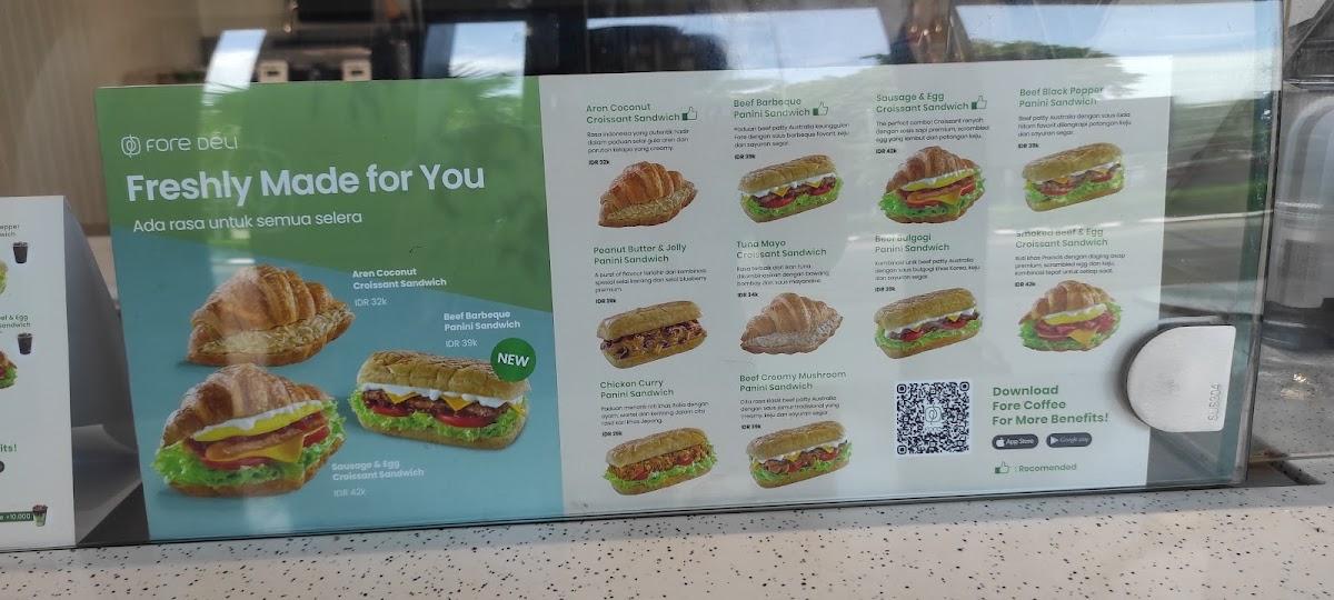 Menu at Fore Coffee - Sunter Mall, North Jakarta