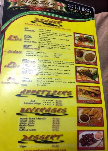 Menu at Madina Restaurant, Columbus