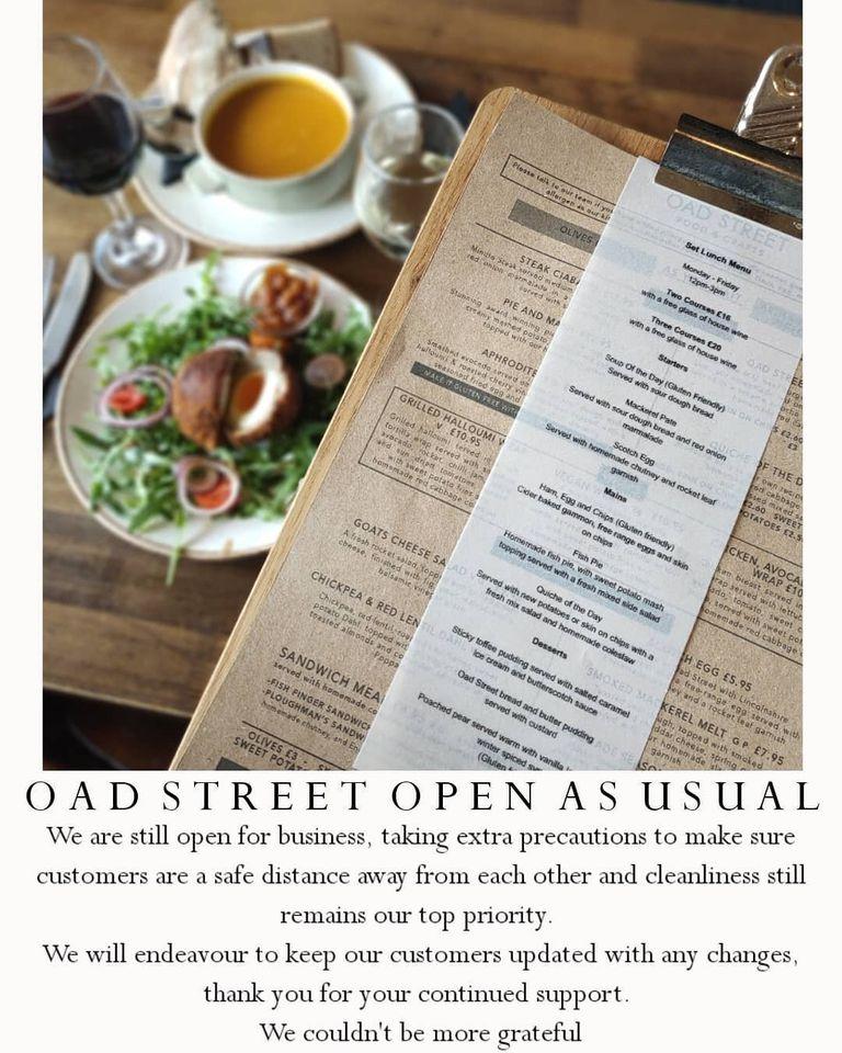 Menu at Oad Street Food and Crafts restaurant, Borden