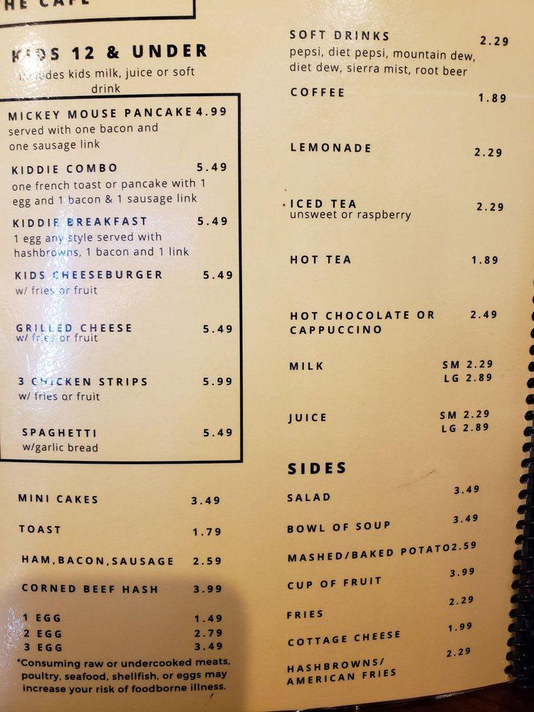 Menu at The Café at Bellevue restaurant, Bellevue
