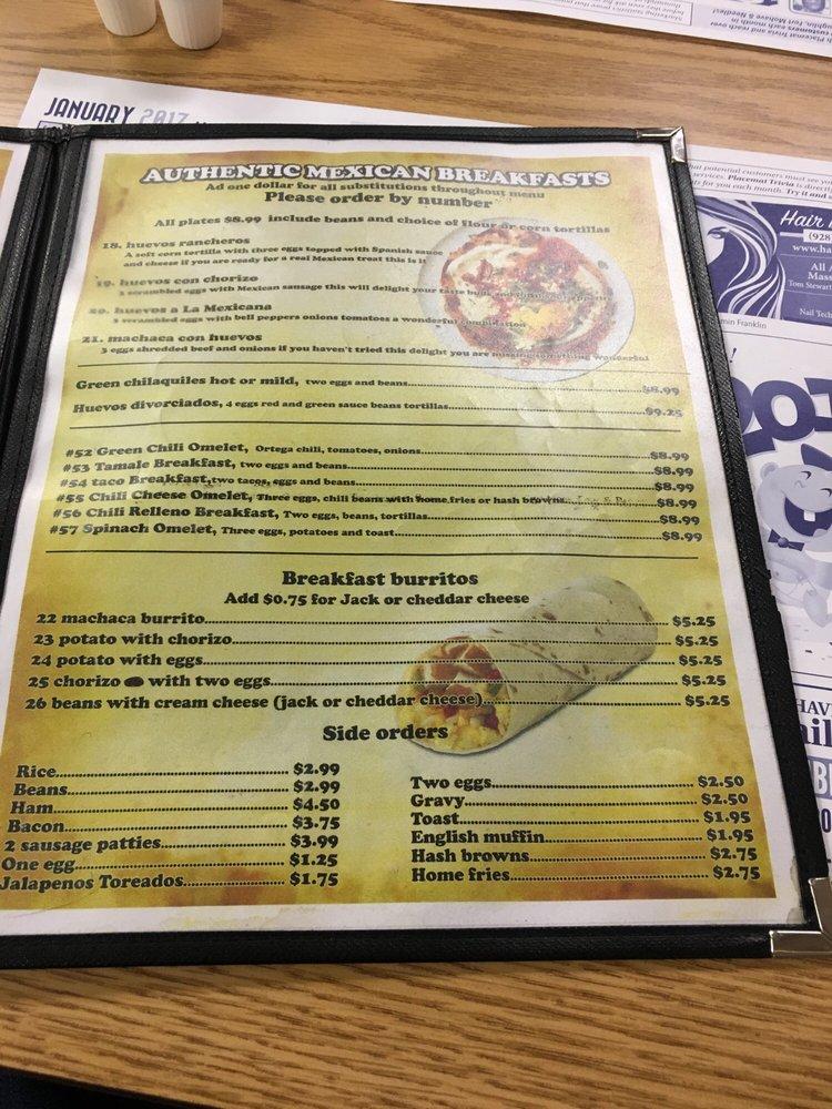 Menu at Lizzy's Kitchen restaurant, Bullhead City, AZ-95