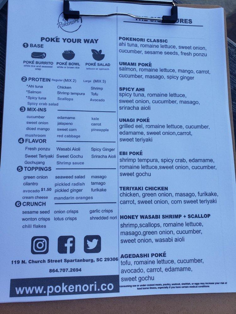 Menu at Poke Bros. pub & bar, Spartanburg