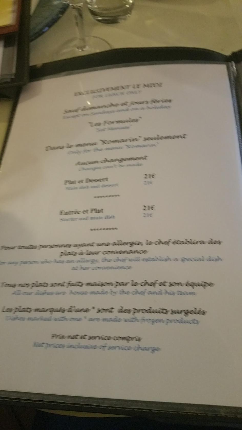 Menu au Restaurant Les Flambeaux, Sainte-Maxime
