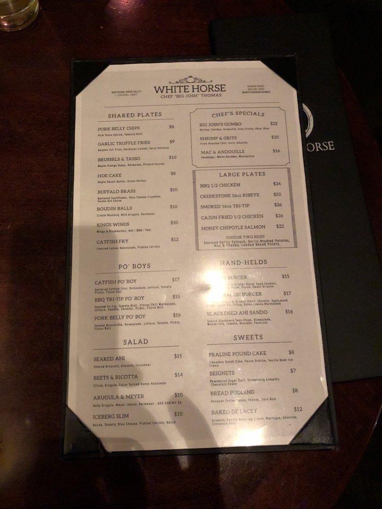 Menu at White Horse Lounge pub & bar, Pasadena