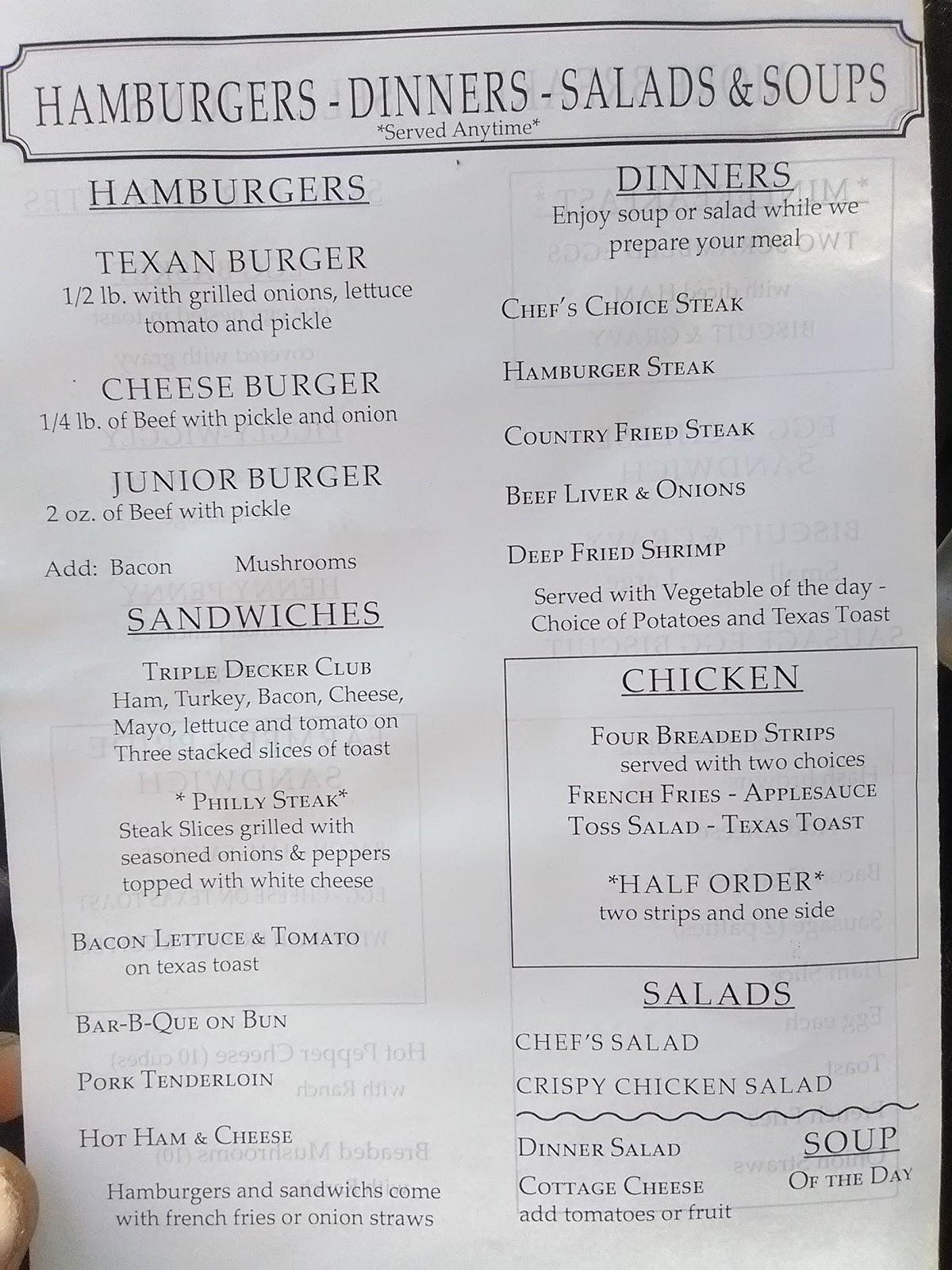 Menu at Carthage Family Restaurant, Carthage