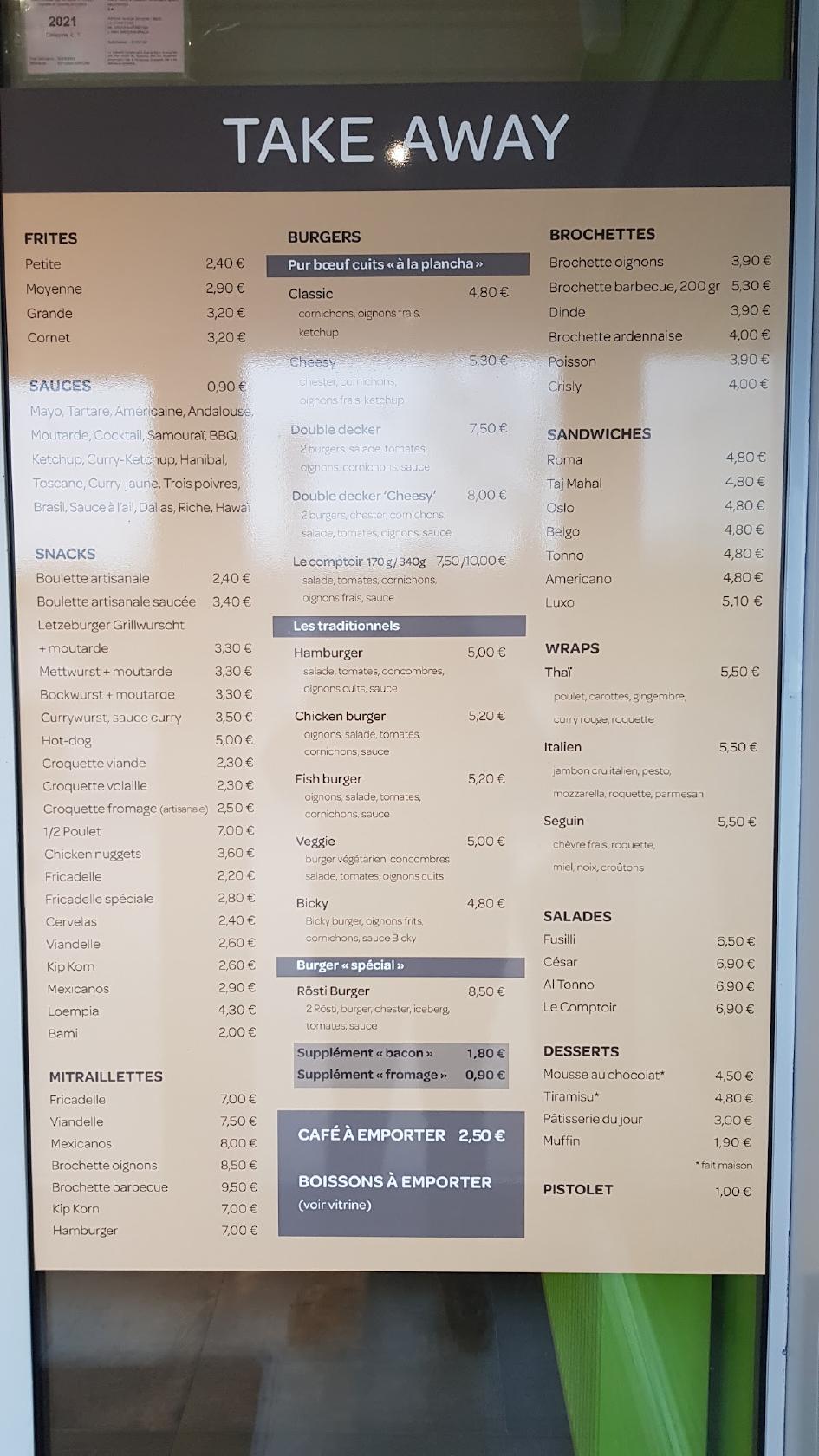 Menu at Die Theke restaurant, Weiswampach