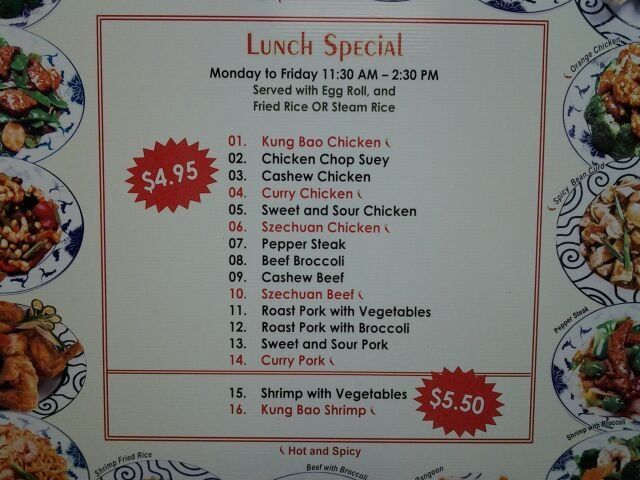 Menu at Dragon Gate fast food, Chicago