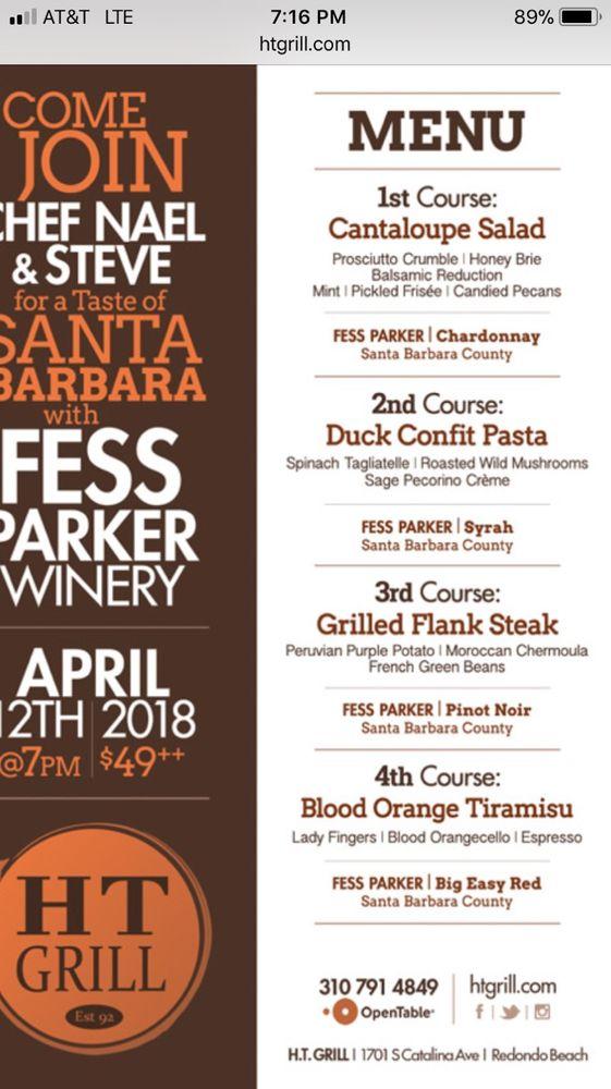 Menu at H.T. Grill pub & bar, Redondo Beach