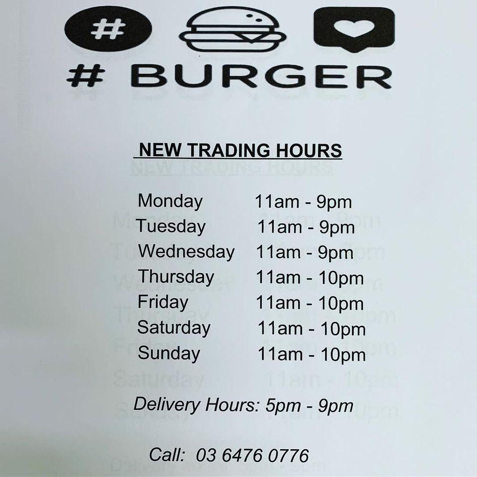 Carta del restaurante Hash Burger Devonport, Devonport