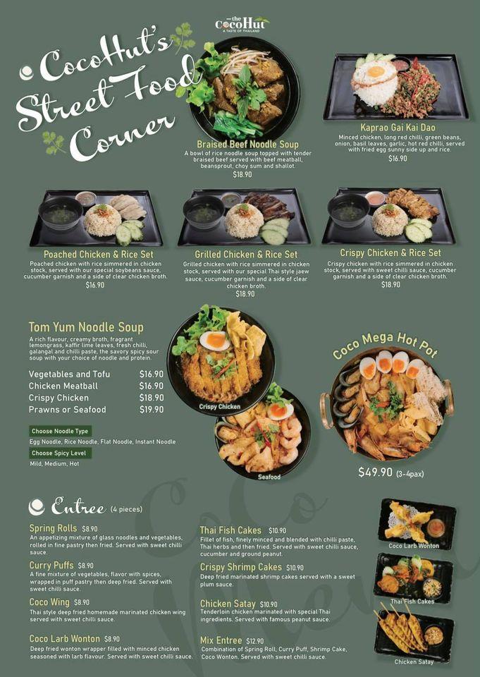 Menu at Cocohut Taste of Thailand restaurant, Surfers Paradise