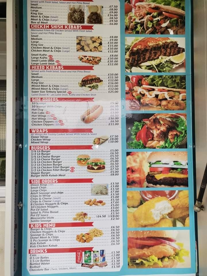 Menu at Tetbury Kebab Van restaurant, Tetbury