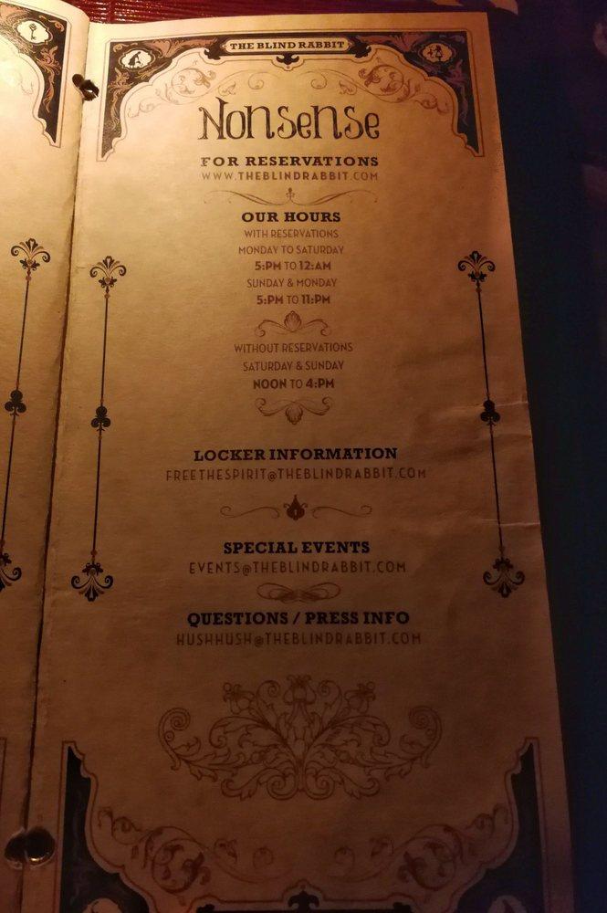 Menu at The Blind Rabbit pub & bar, Anaheim