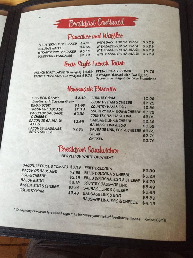 Menu at The Shack restaurant, North Myrtle Beach, Sea Mountain Hwy