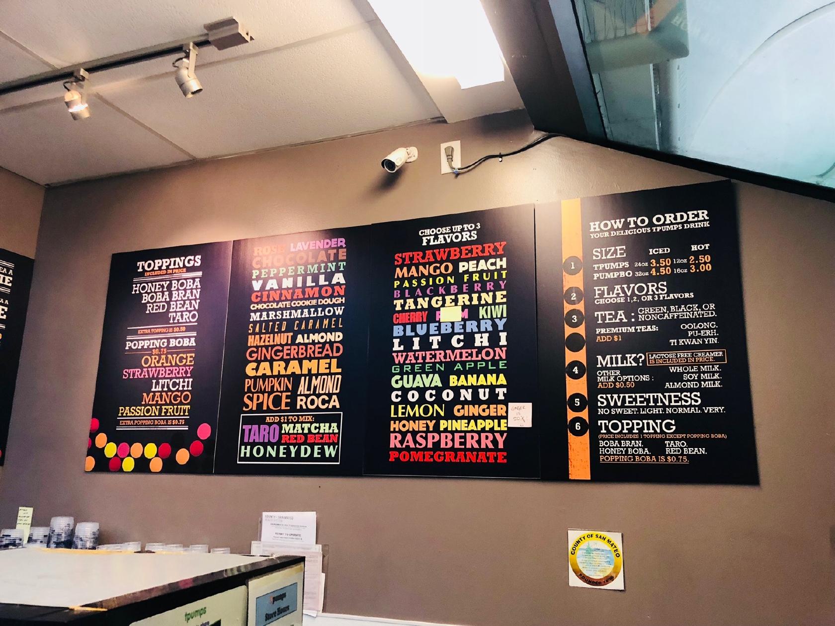 Menu at Tpumps pub & bar, Foster City, 985 E Hillsdale Boulevard