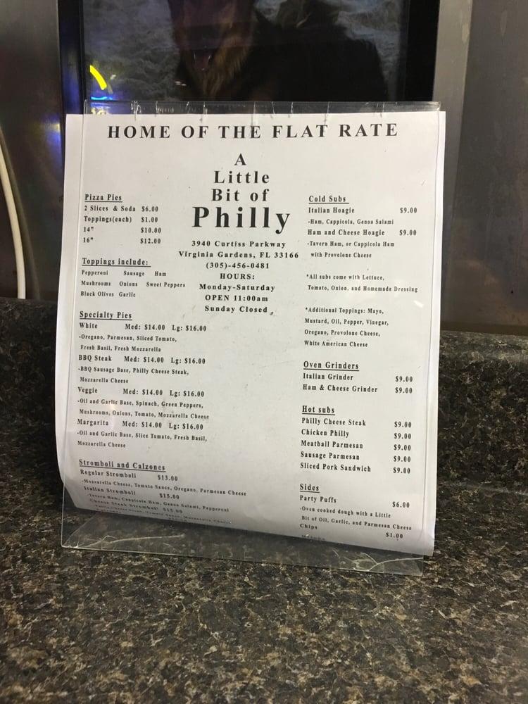 Menu at A Little Bit of Philly pizzeria, Miami Springs