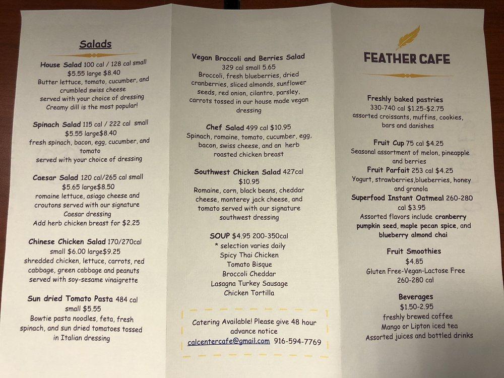 Menu at Feather Cafe, Rocklin