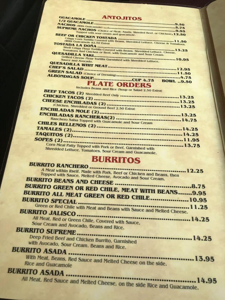 Menu at Mexico 1900 Restaurant, La Mirada
