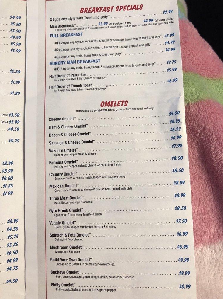 Menu at The Olympic Diner restaurant, Hilliard